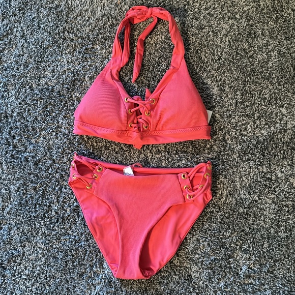 BECCA | Swim | Becca Modern Edge Halter Bikini Set Top Medium Bottom ...